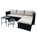 SOFA EN L RATAN SINTETICO NEGRO+BEIGE | GrupoAlvaces.com
